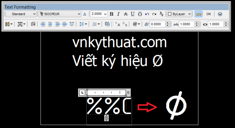 2 cách tạo ký hiệu phi Ø trong Autocad | Technicalvn